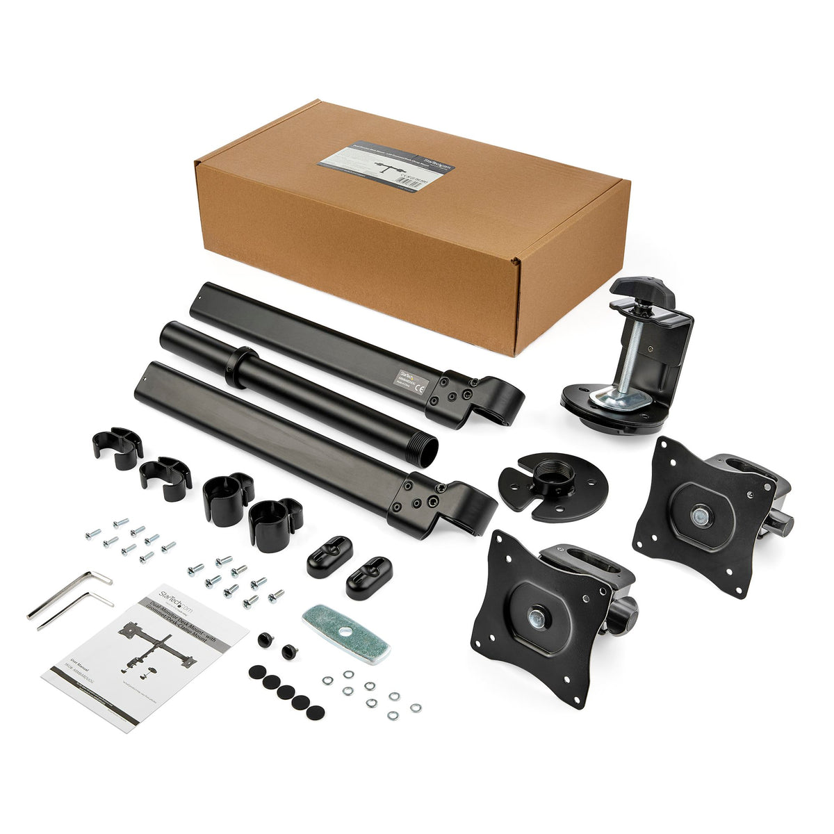 StarTech Mount Dual-Monitor Arm, Grommet Desk Clamp Mount ARMBARDUOG