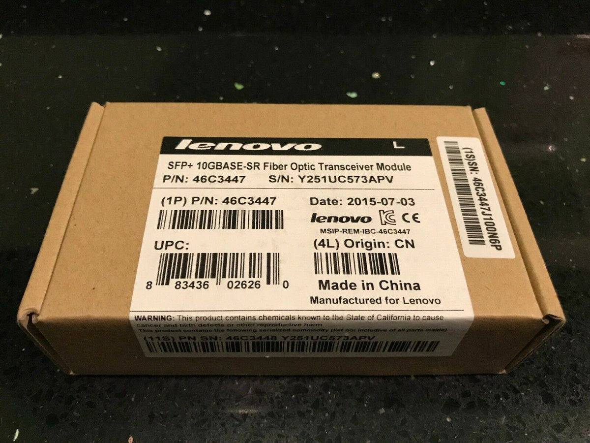 Lenovo SFP+ 10GBASE-SR Fiber Optic Transceiver Module 46C3447 (1 Year