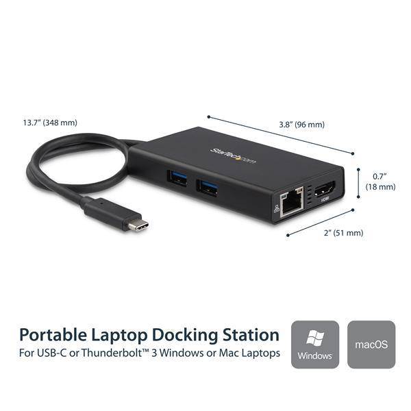 StarTech USB-C Multiport Adapter - USB-C Travel Docking Station with 4